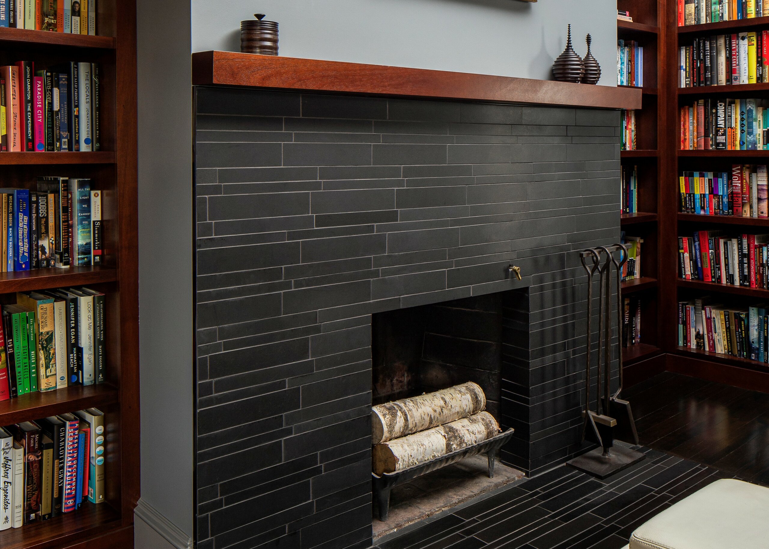 Cozy Library Fireplace - Gallagher Remodeling